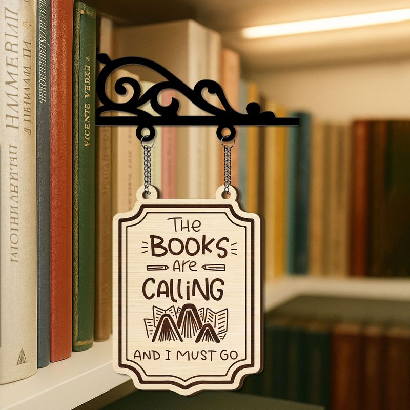 Book Tavern Library Sign With Wooden Tag - Home Decor | Printway.io